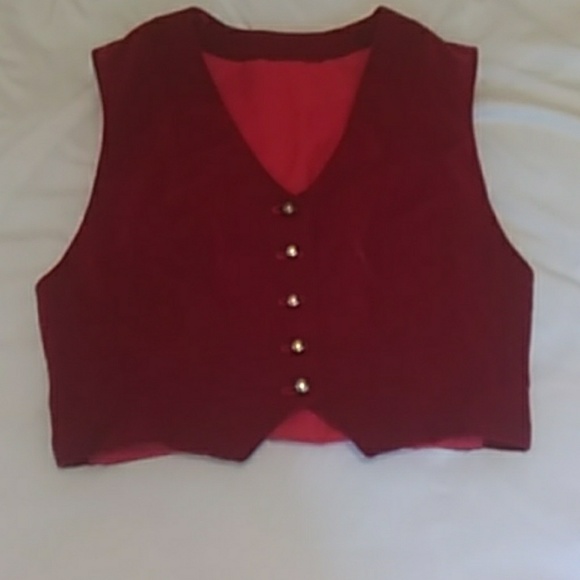Tops | Red Vintage Velvet Vest | Poshmark